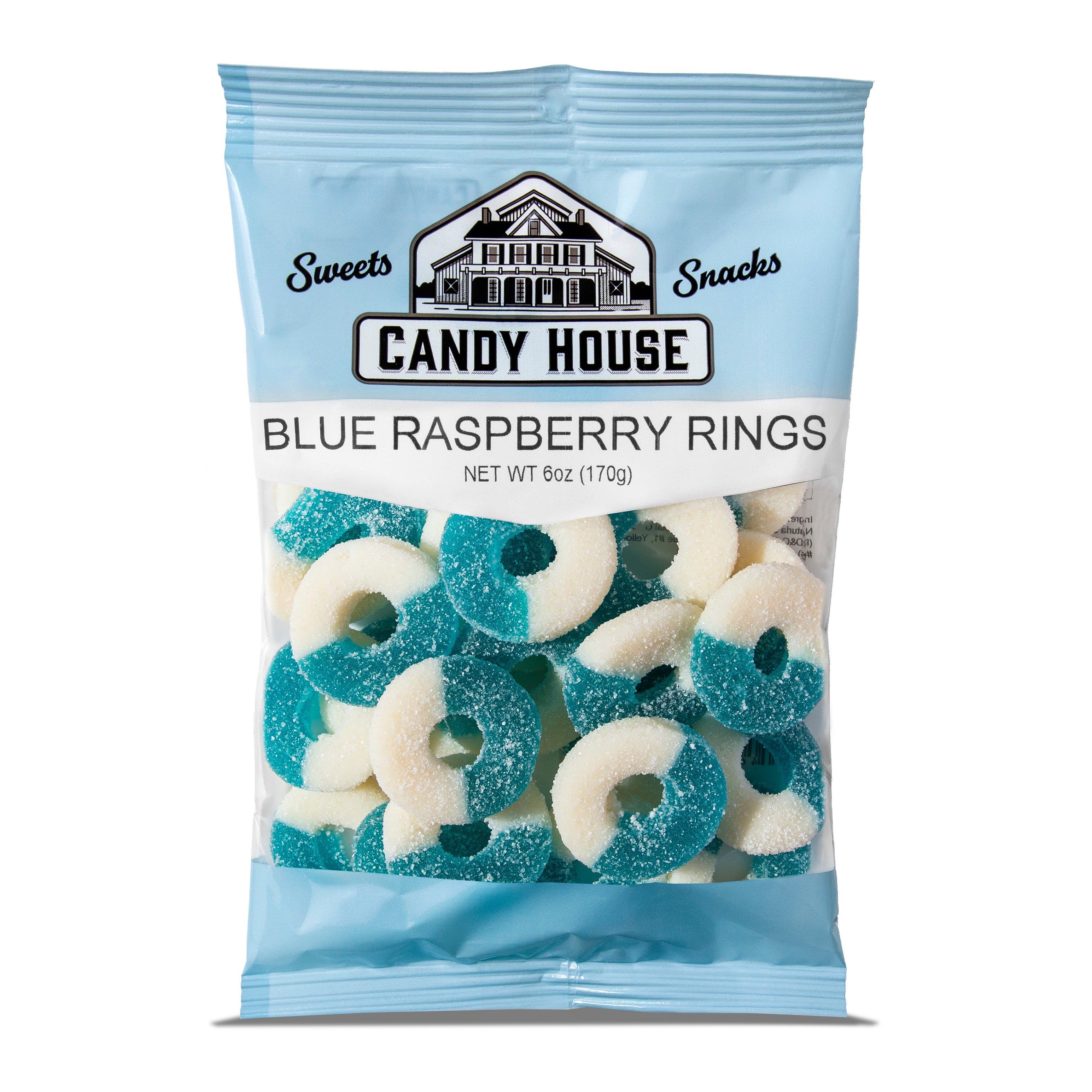 Gummi Blue Raspberry Rings (6oz) – Doscher's Candy Co.